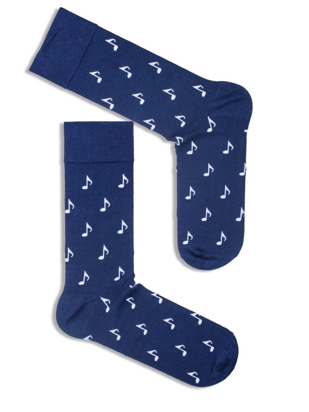 Music Note Socks: Navy Blue Novelty Socks, Cozy Cotton Blend - Etsy