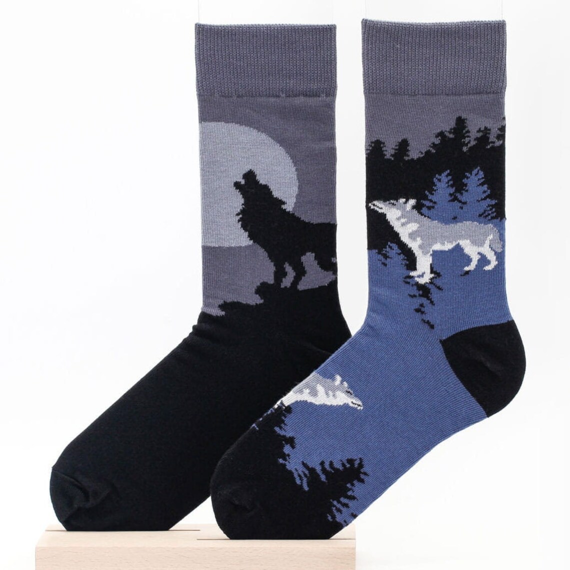Lone Wolf Night Moon Unisex Socks, Funny Socks, Cozy Socks, Men Socks ...