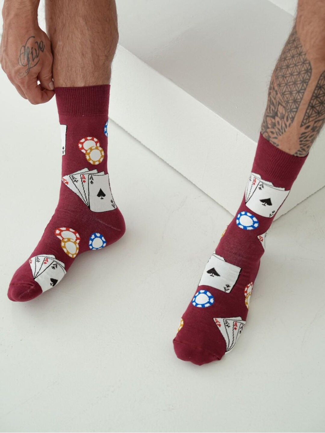 Poker Night Cards Lucky Men Socks, Funny Socks, Cozy Socks, Men Socks ...