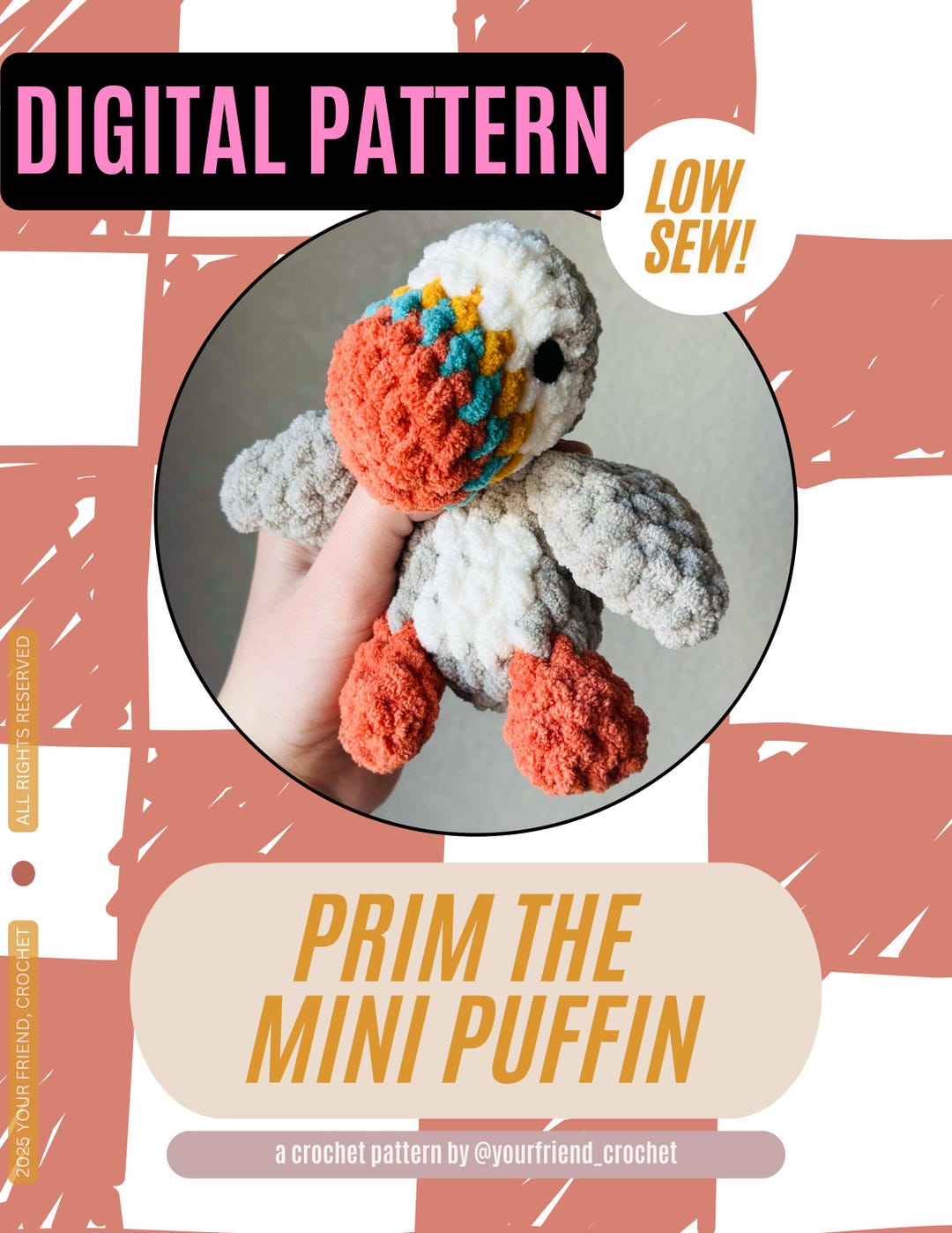Prim the Mini Puffin Crochet Pattern, Digital Low Sew Pattern, Instant ...