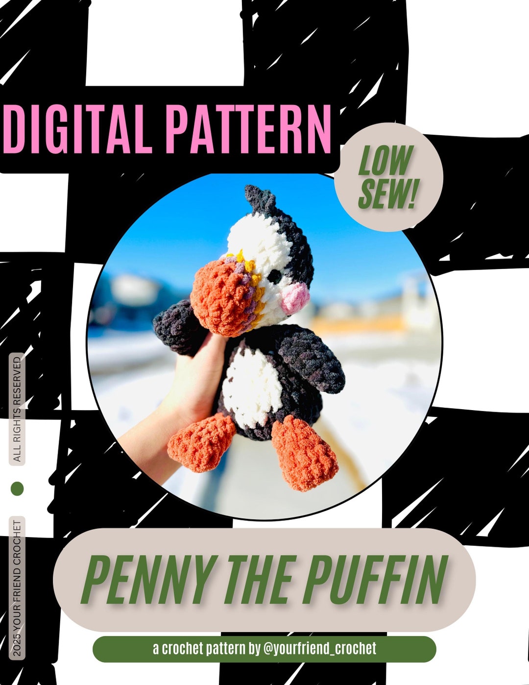 Penny the Puffin Crochet Pattern, Digital Low Sew Pattern, Instant ...