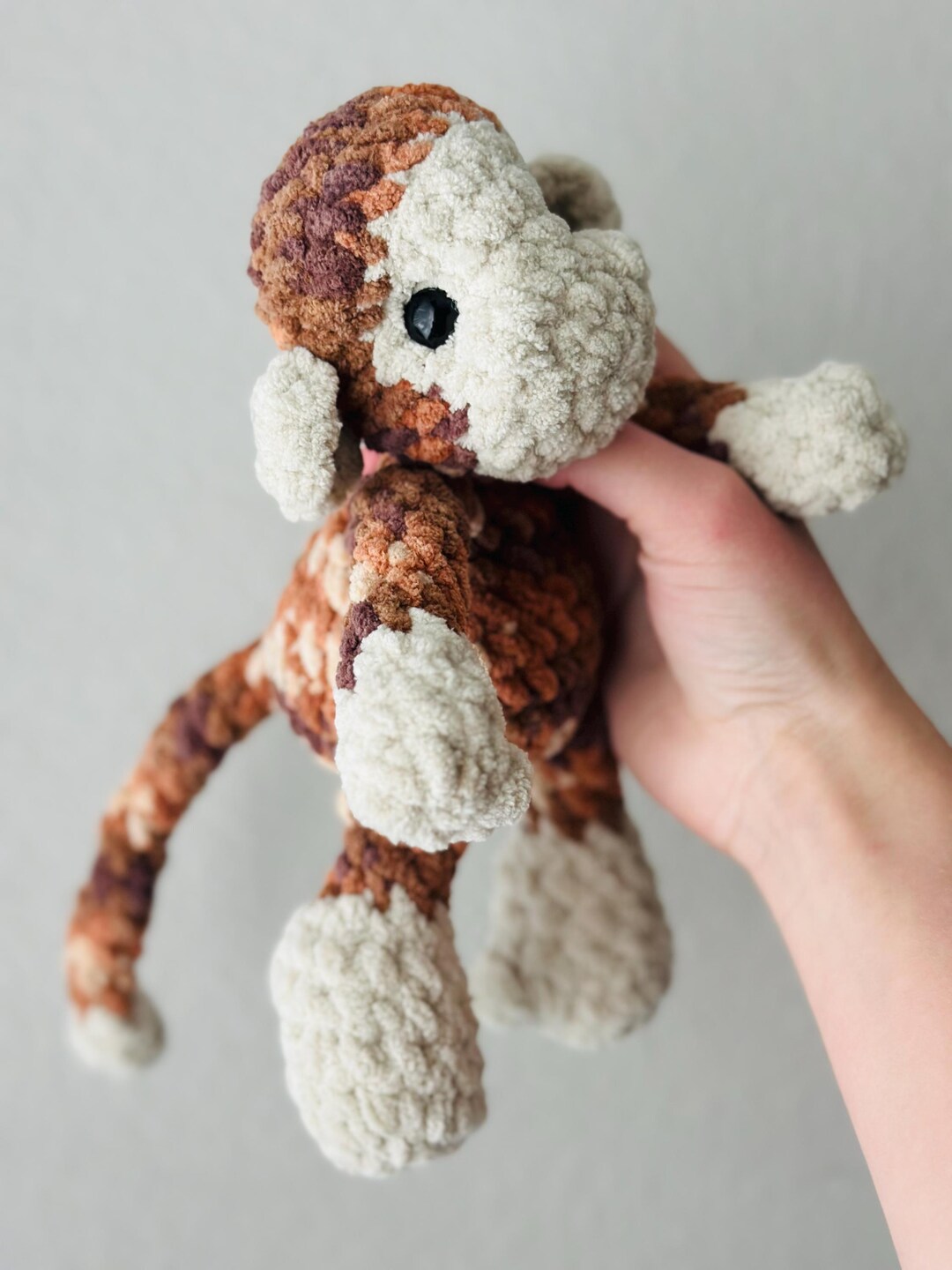 Monkey Crochet Plushie, Handmade Monkey Stuffie Lovey, Soft Monkey ...