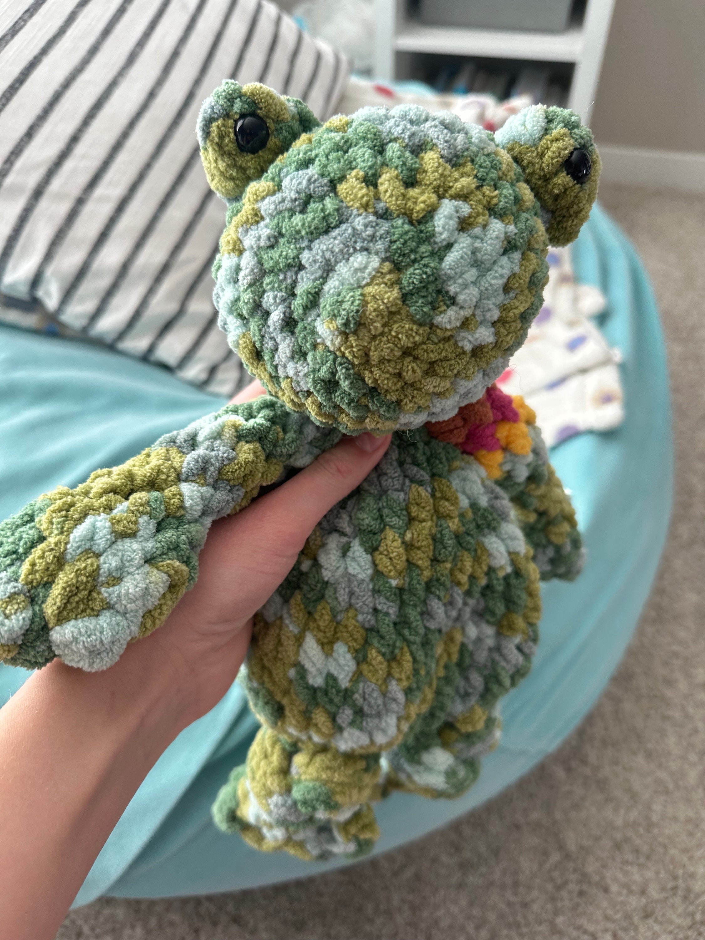 Crochet Frog Lovey, Soft Amigurumi Snuggler, Crochet Lovey Animal ...