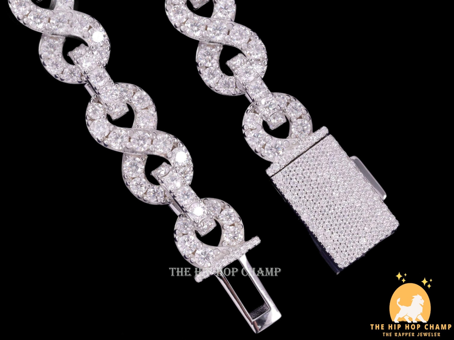 Iced Out Moissanite Infinity Link Cuban Chain, White Gold Plated - Etsy