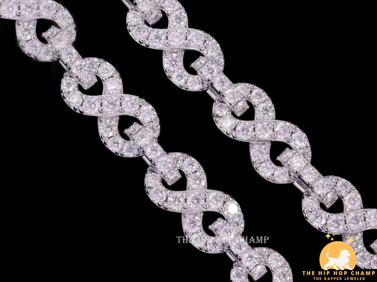 Iced Out Moissanite Infinity Link Cuban Chain, White Gold Plated - Etsy