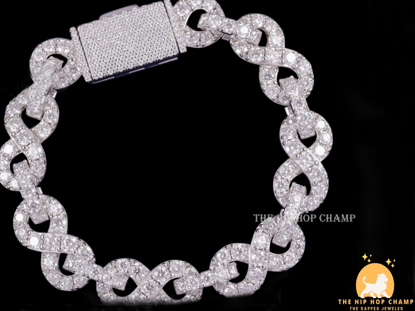 Iced Out Moissanite Infinity Link Cuban Chain, White Gold Plated - Etsy