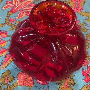 Viking Amberina Ruby Red Six Petal Cadmium Glow Compote Candy Dish - Etsy