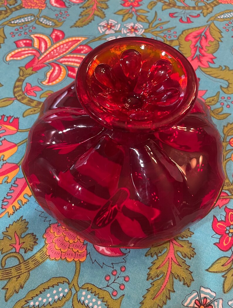 Viking Amberina Ruby Red Six Petal Cadmium Glow Compote Candy Dish - Etsy