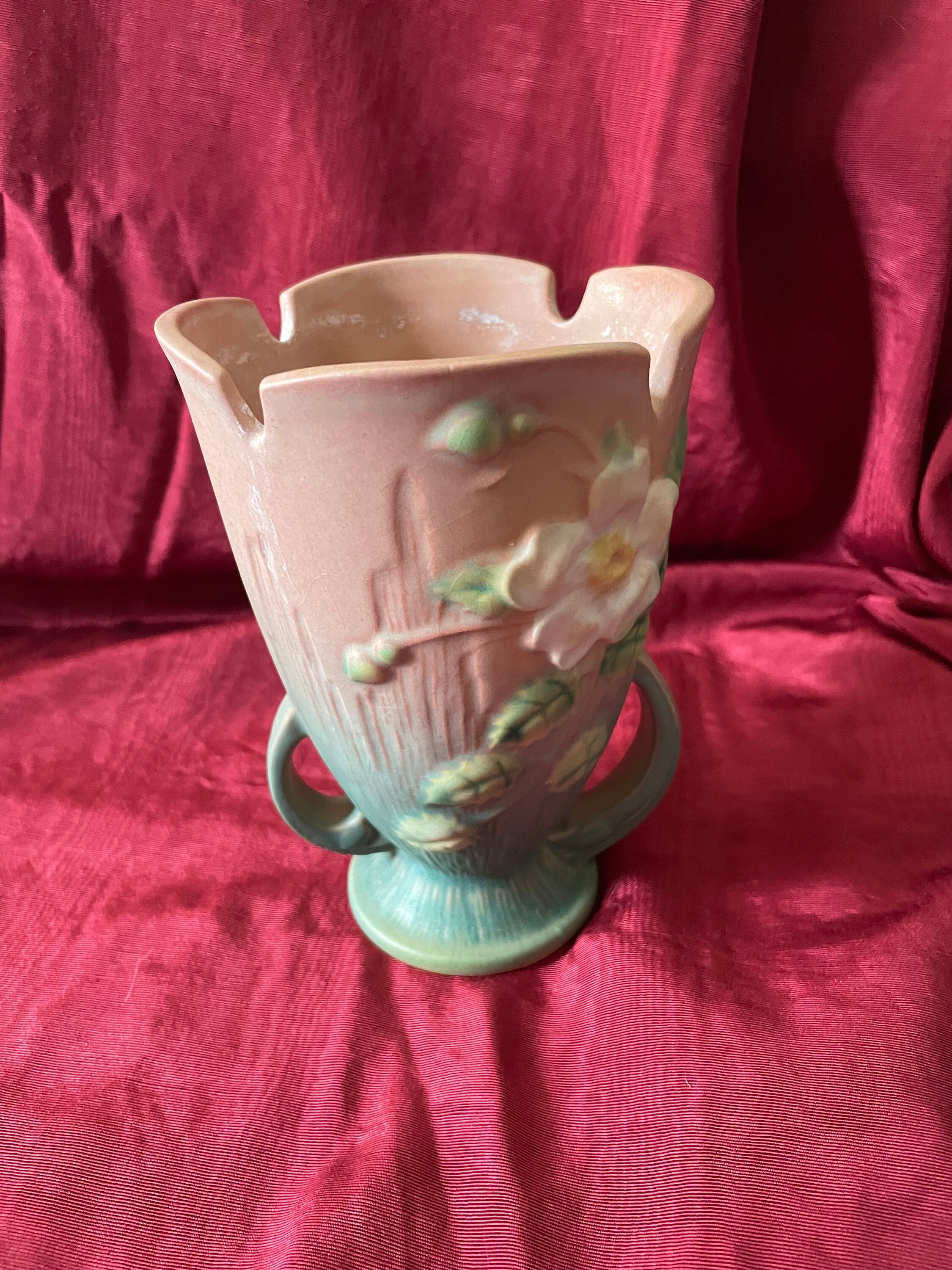 Roseville Pottery White Rose Vase, 980-6, 1930's, Made in the USA - Etsy