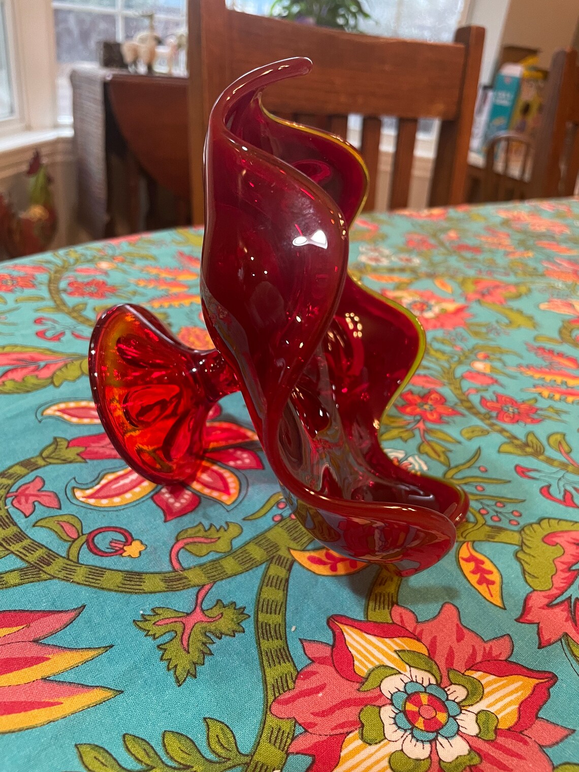 Viking Amberina Ruby Red Six Petal Cadmium Glow Compote Candy Dish - Etsy
