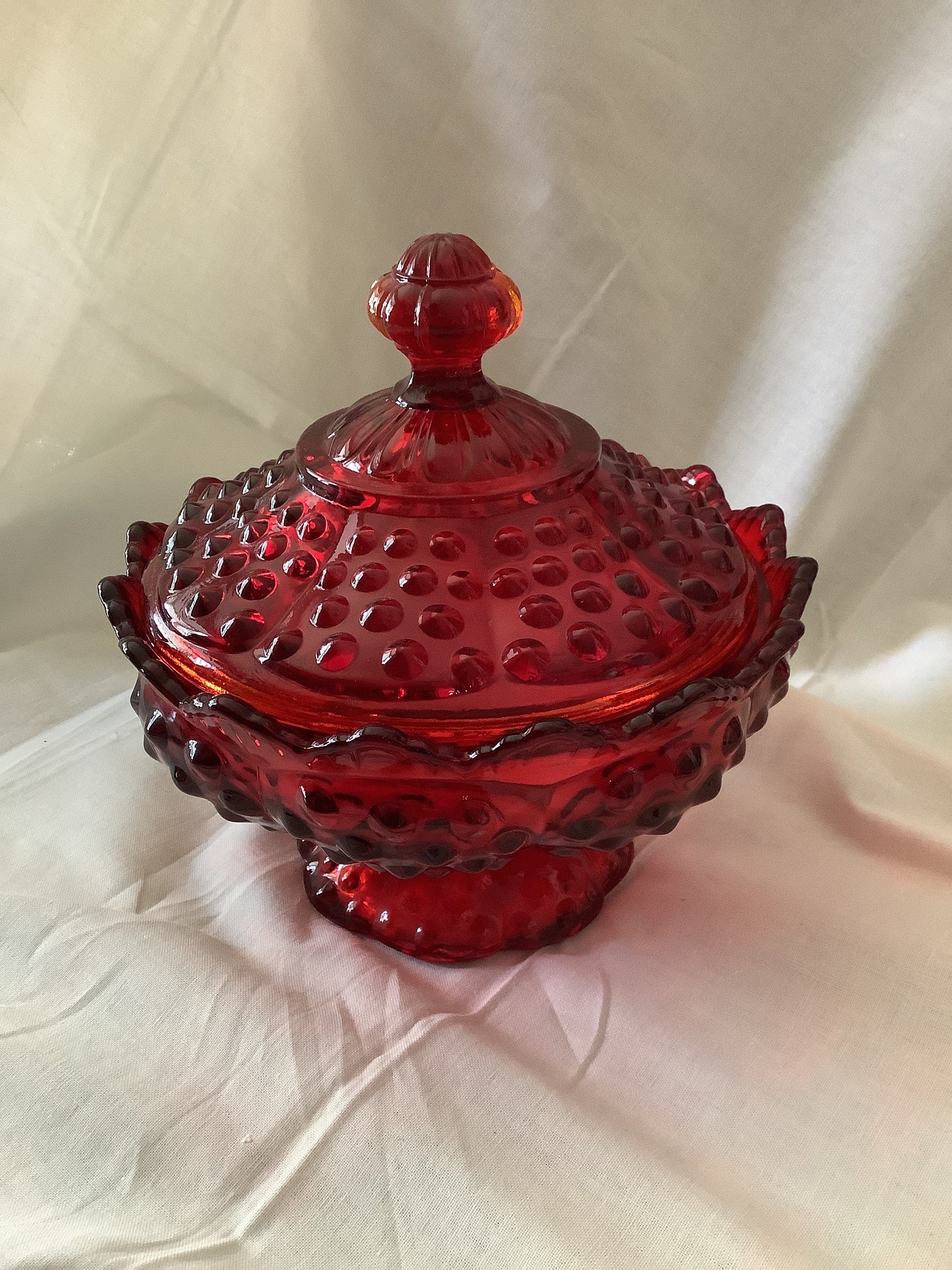 Fenton Hobnail Ruby Red Amberina Covered Candy Dish - Etsy