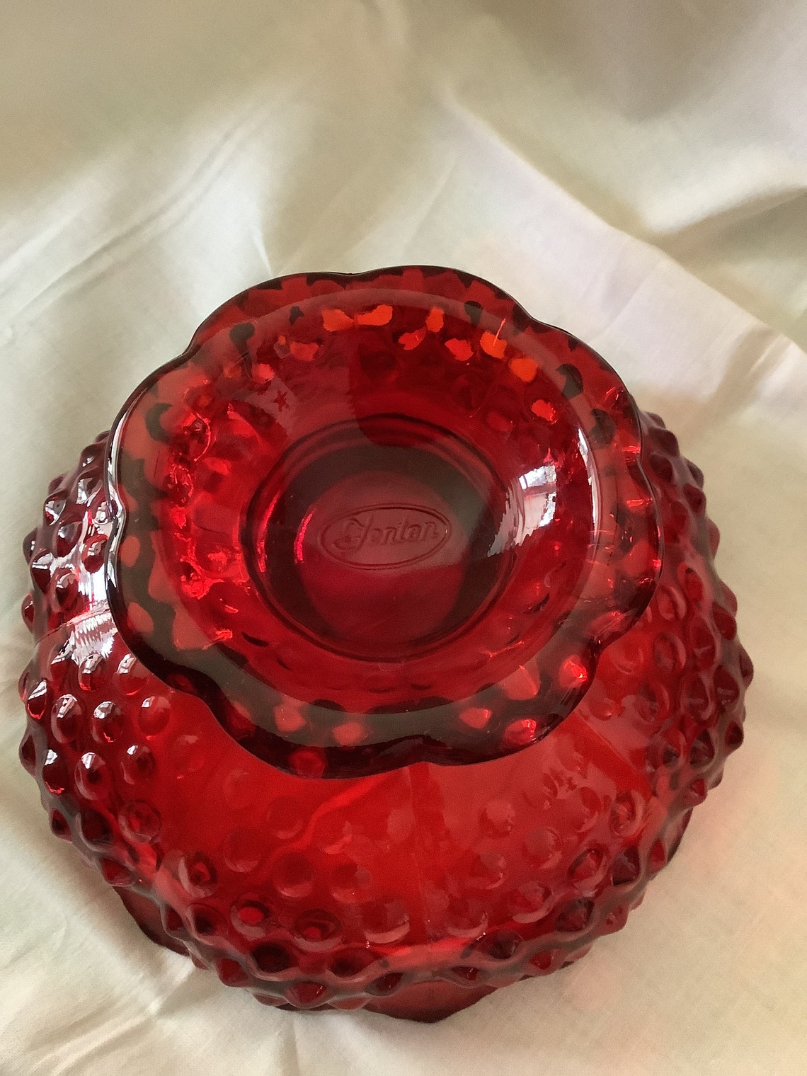 Fenton Hobnail Ruby Red Amberina Covered Candy Dish - Etsy