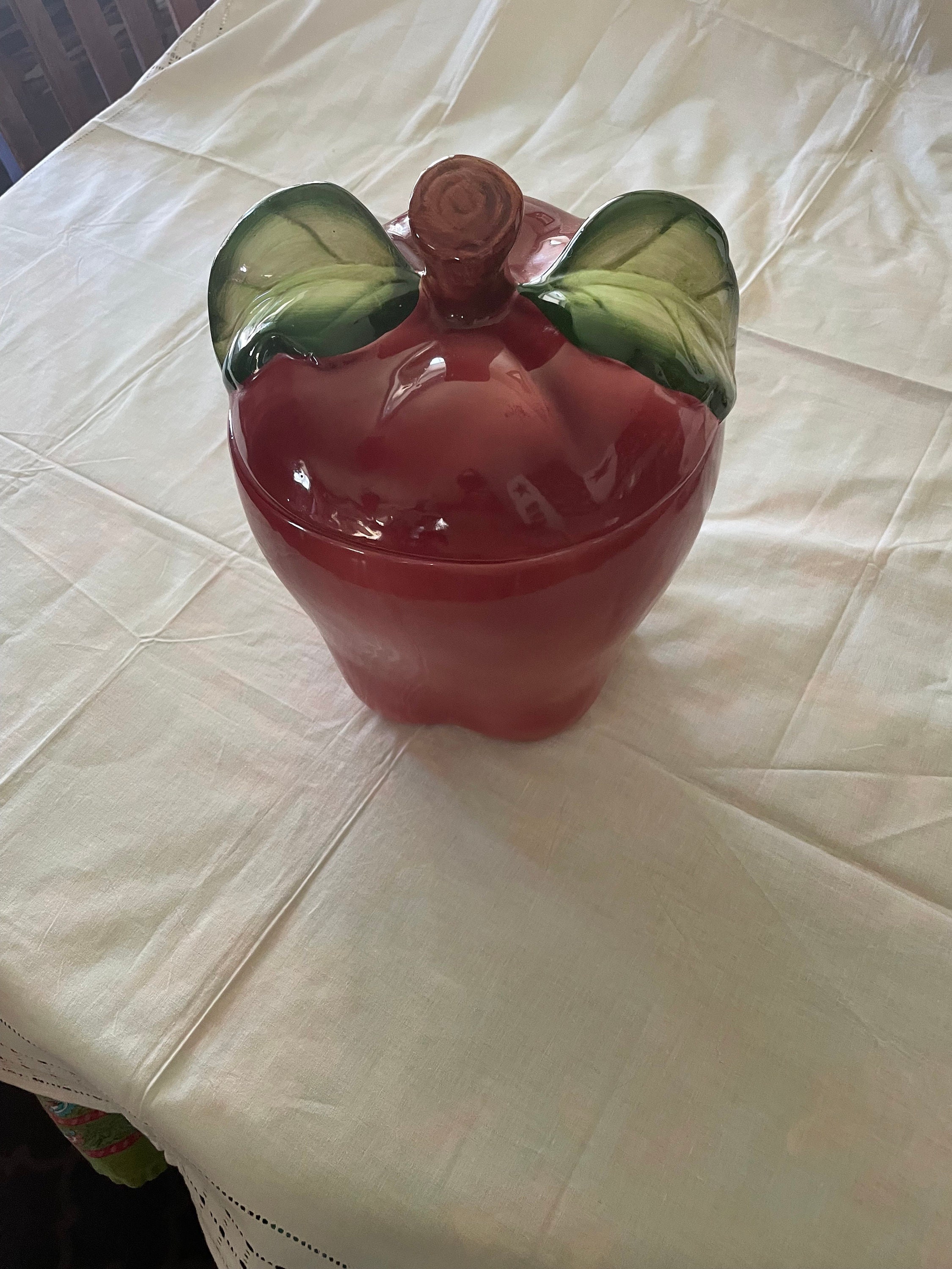 Large Vintage Mid Century Ceramic Apple Shaped Cookie Jar - Etsy