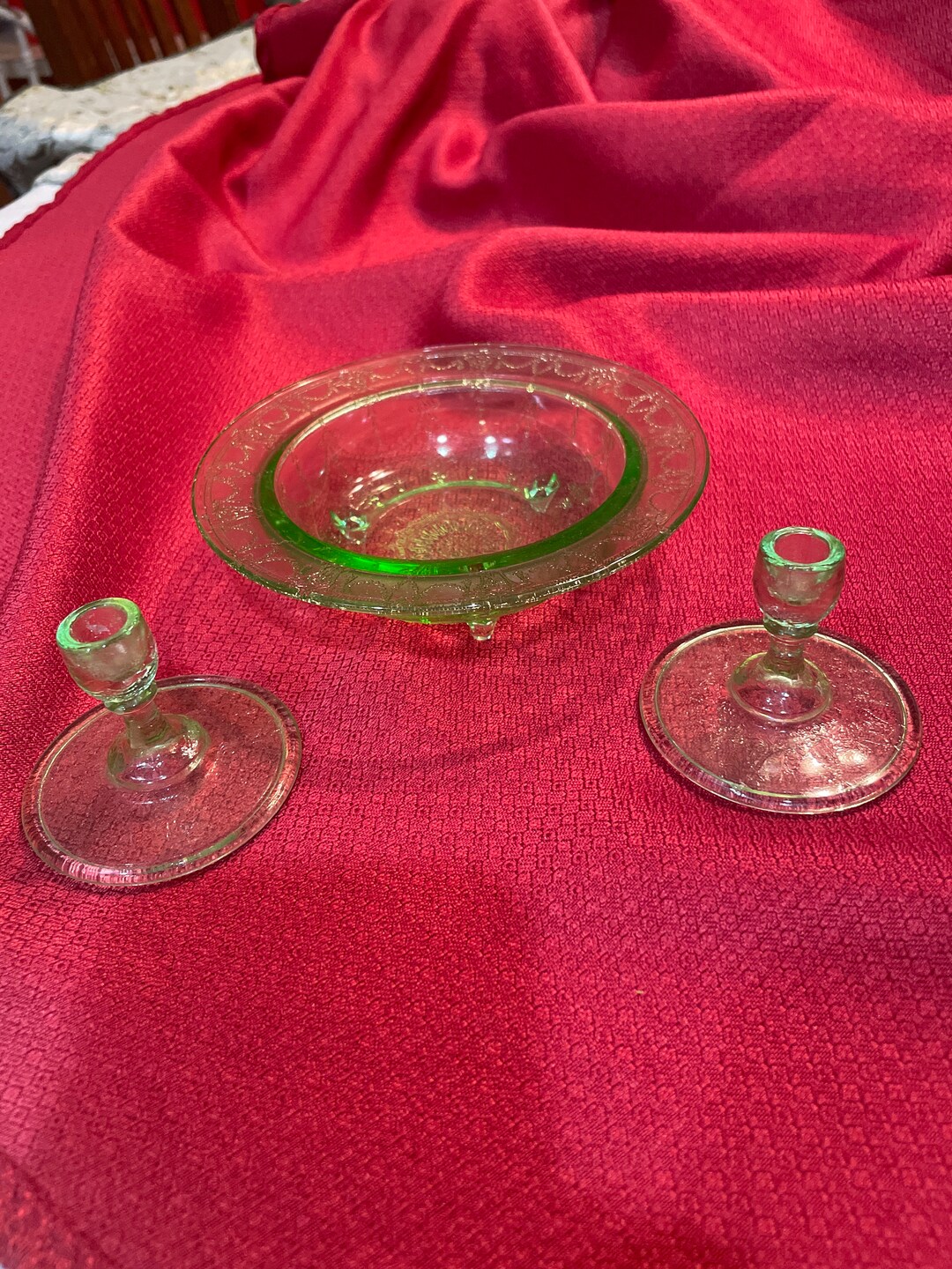 Mosser Glass Jennifer Miniature Set Console Bowl and Candlesticks. - Etsy