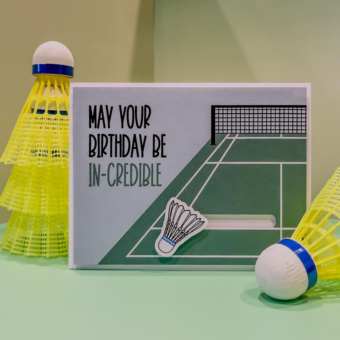 SP2 - Badminton Themed Birthday Card | Puns | Interactive Spinner A2 ...