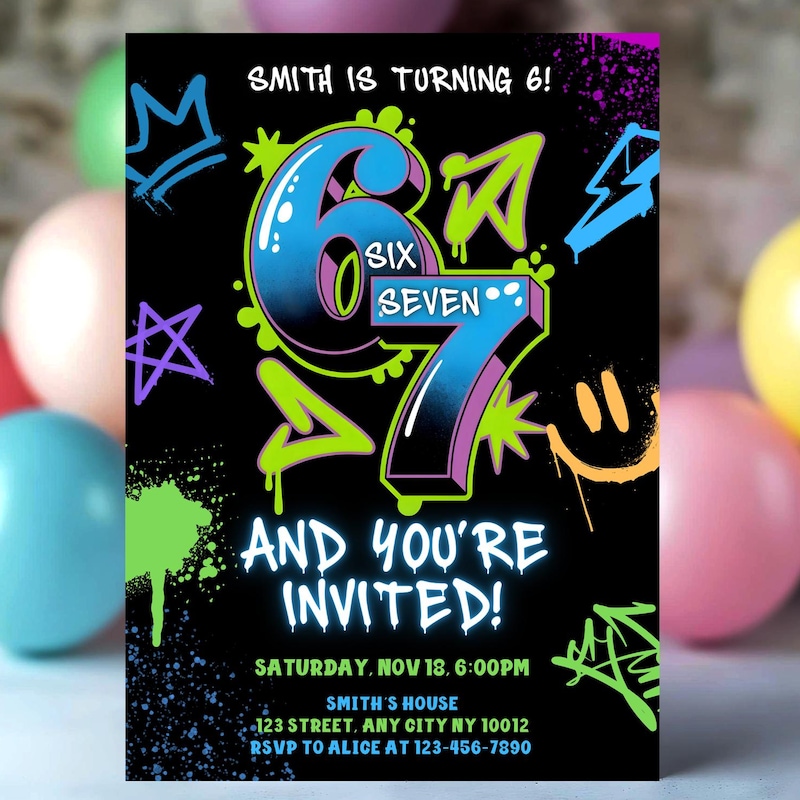 6/7 Birthday Card - Etsy