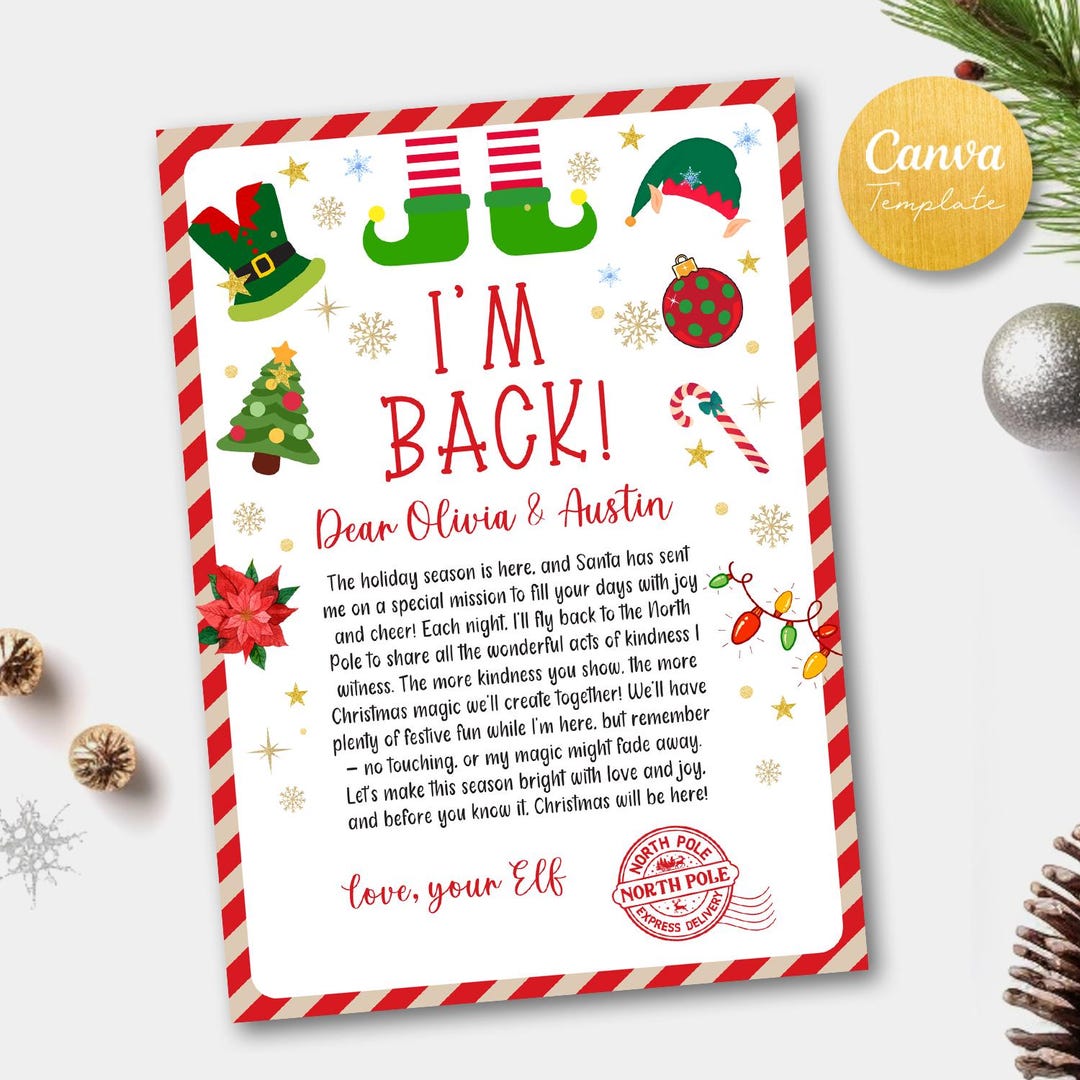 Elf Letter, Elf Arrival Letter, Elf Return Letter, Elf Hello Letter ...