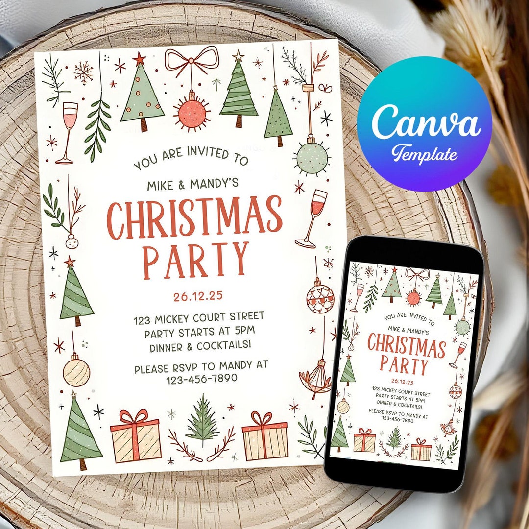 Minimalist Christmas Party Invitation Christmas Invite Christmas Party ...