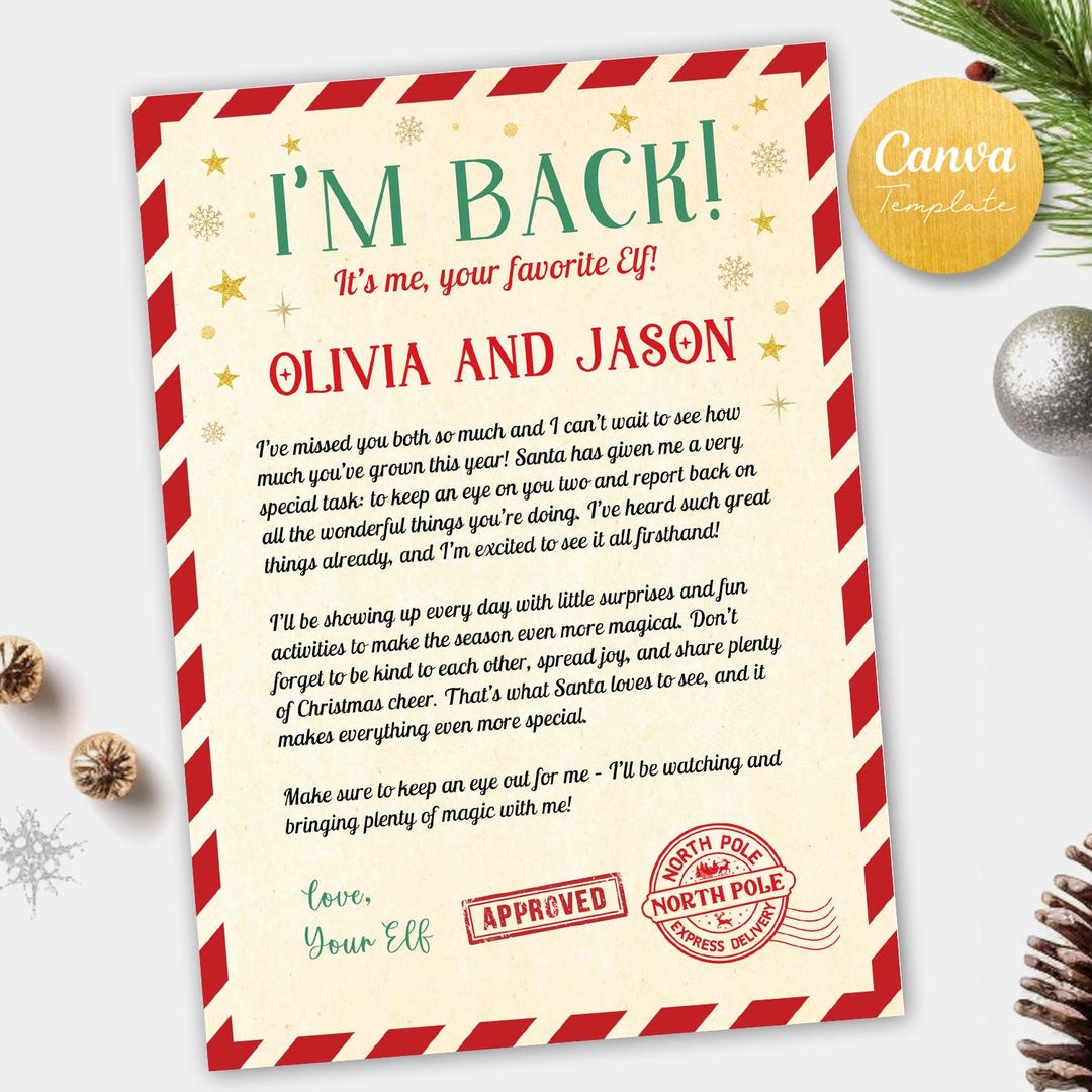 Elf Letter, Elf Arrival Letter, Elf Return Letter, Elf Hello Letter ...