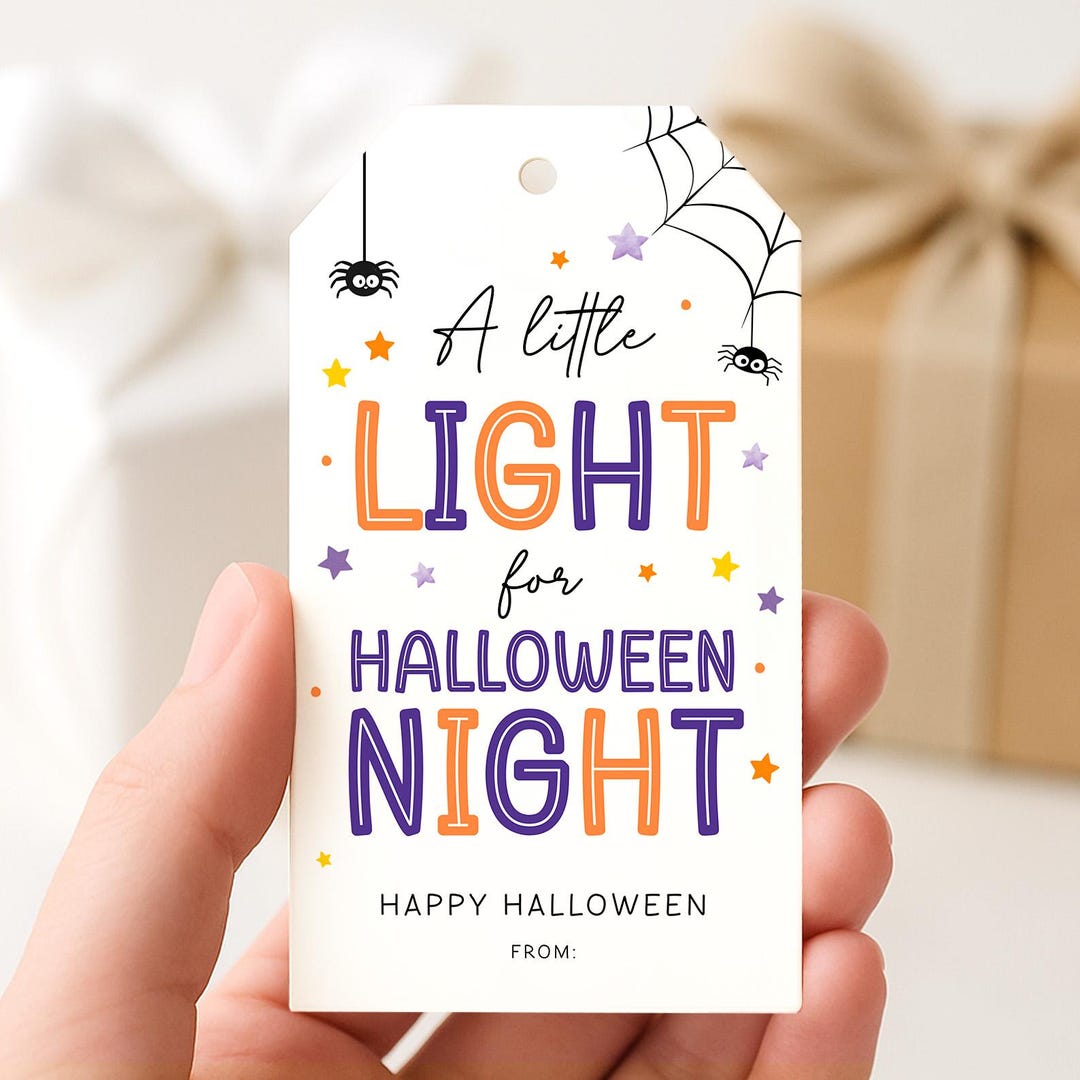 EDITABLE Halloween Gift Tag, A Little Light for Halloween Night ...