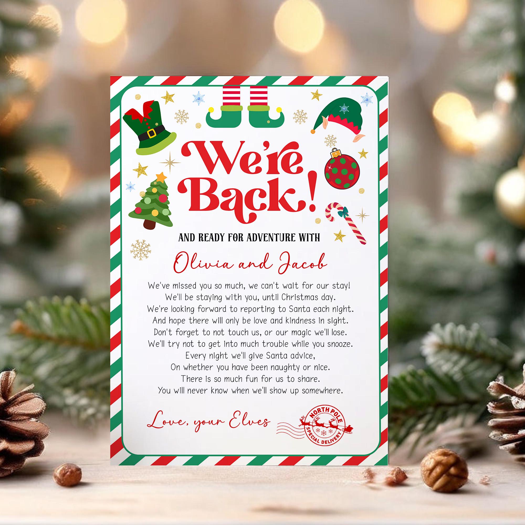 Editable Elves We're Back Letter Elves Arrival Letter Elves Return ...