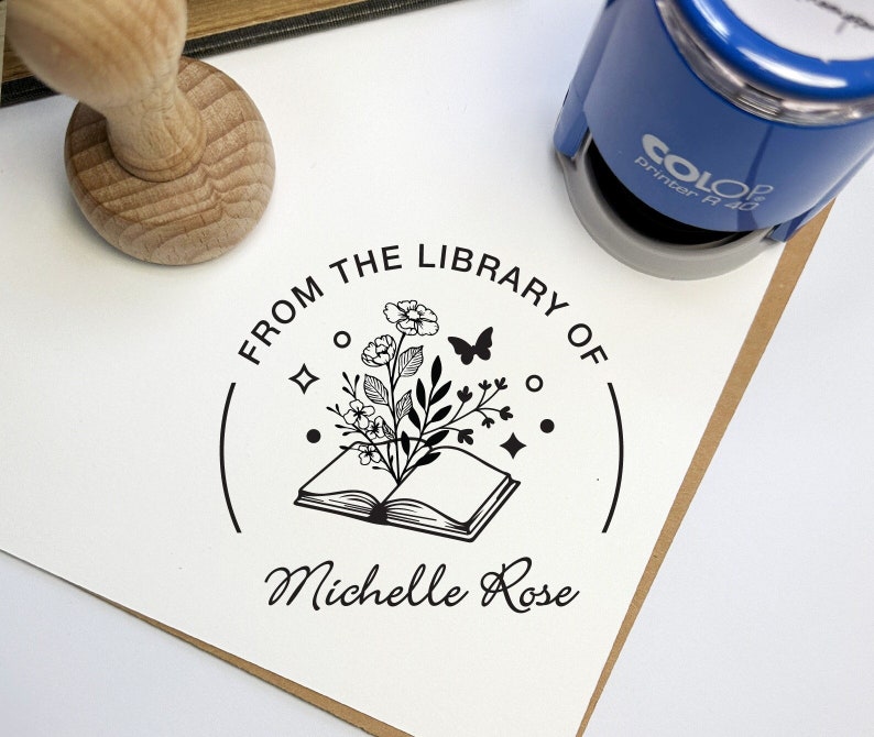 Personalized Book Stamp, From the Library Of, Book Embosser, Book Stamp, Library Embosser, Ex ...