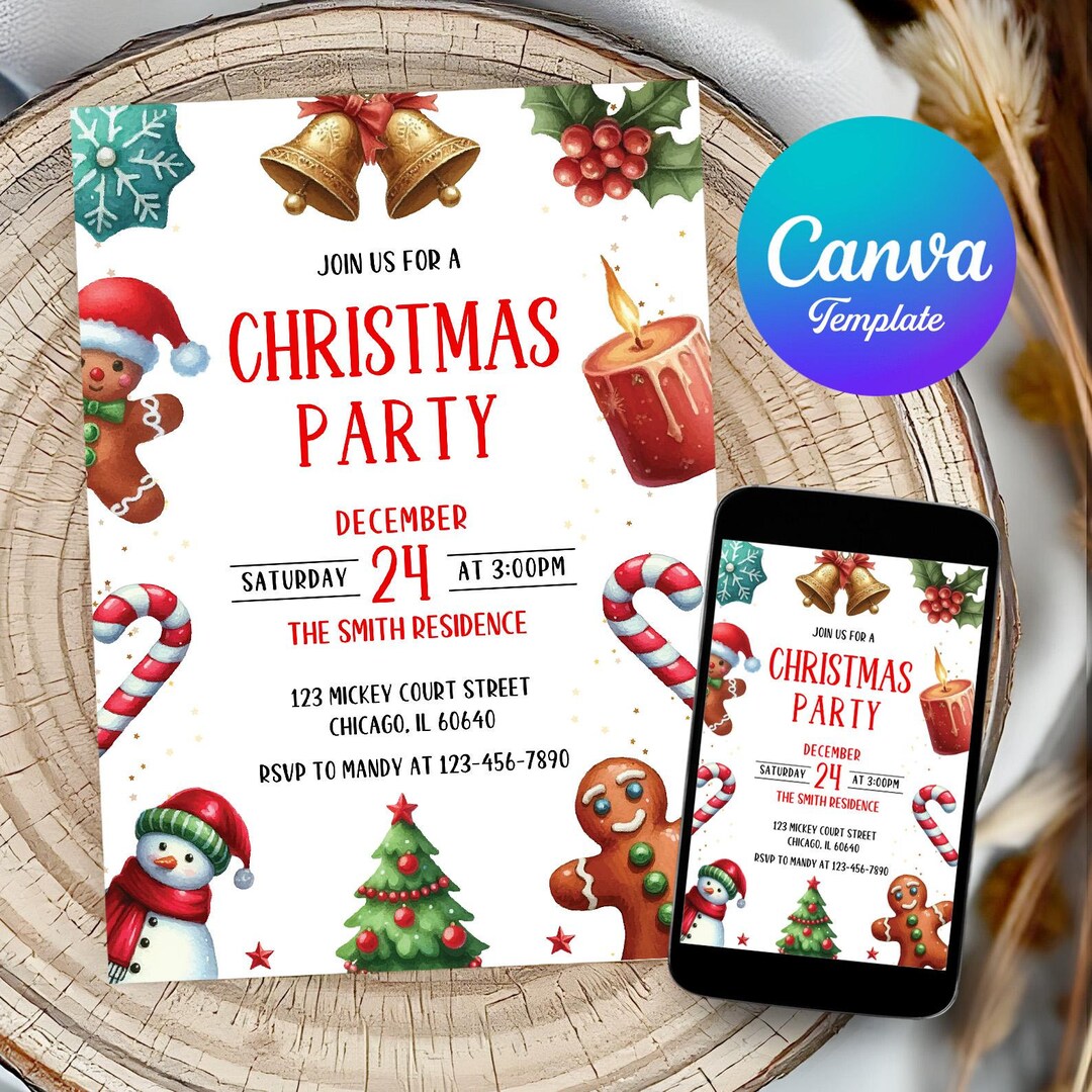 Cute Christmas Party Invitation Christmas Invite Christmas Party ...