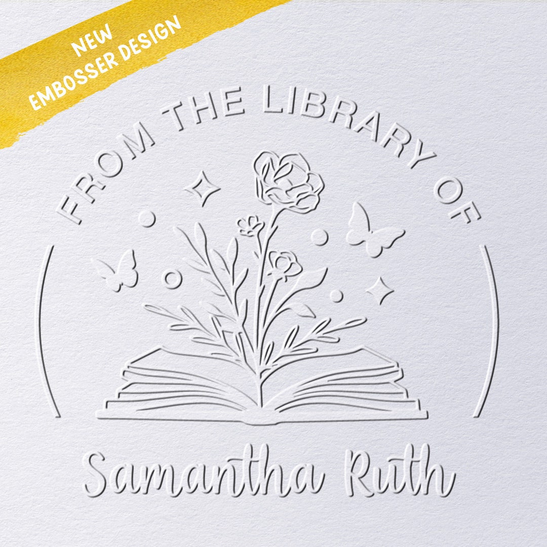 Flower Book Embosser, From the Library of Book Embosser, Book Stamp ...