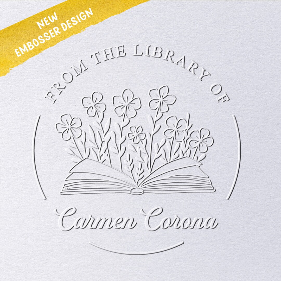 Flower Book Embosser, From the Library of Book Embosser, Book Stamp ...
