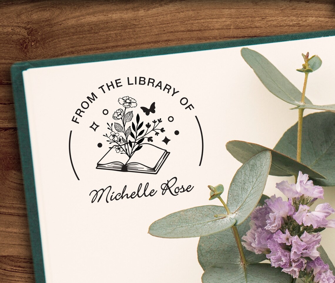 Personalized Book Stamp, From the Library Of, Book Embosser, Book Stamp ...