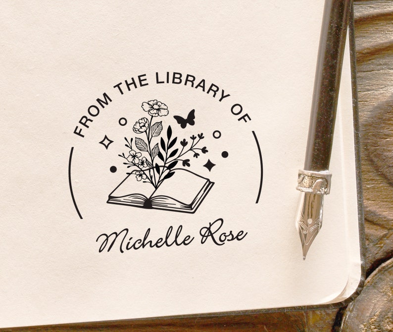 Personalized Book Stamp, From the Library Of, Book Embosser, Book Stamp ...