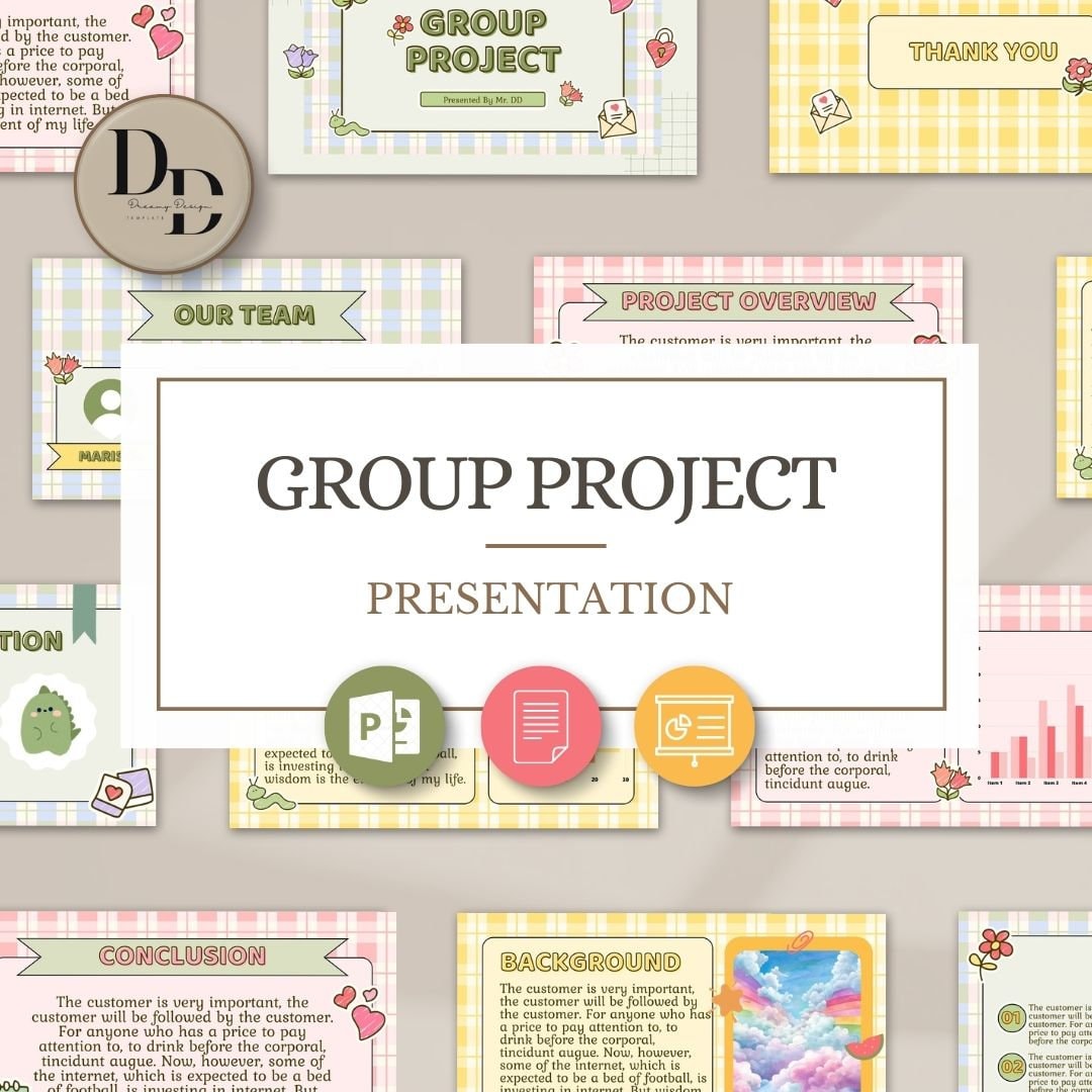 Cute Aesthetic Powerpoint Template for Group Presentation - Etsy