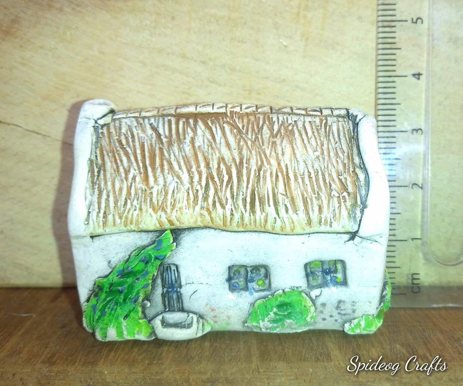 Handmade Ceramic Irish Cottage With Thatched Roof - Miniature Home ...