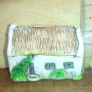 Handmade Ceramic Irish Cottage With Thatched Roof - Miniature Home ...