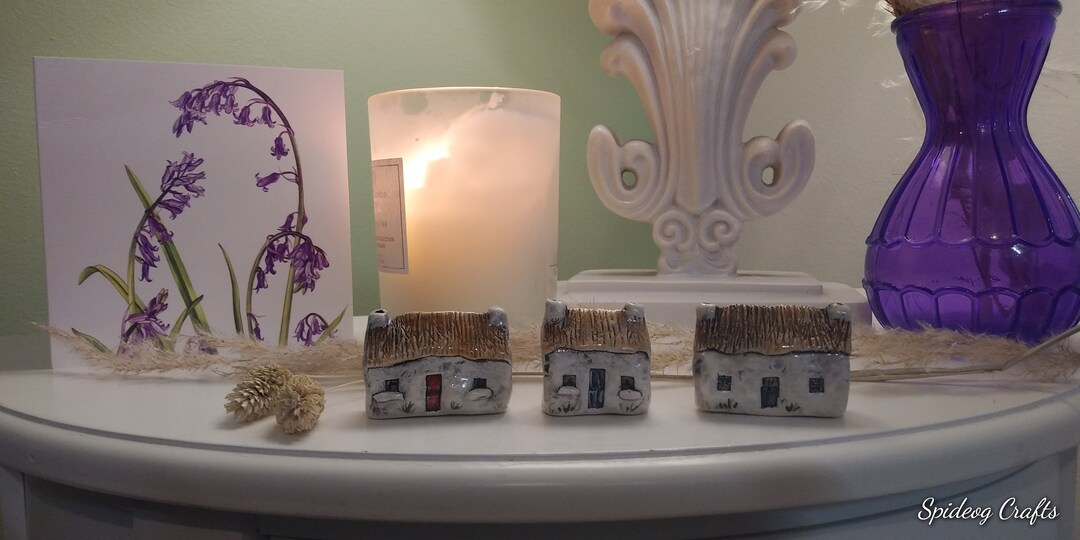 Handmade Ceramic Irish Cottage With Thatched Roof - Miniature Home ...