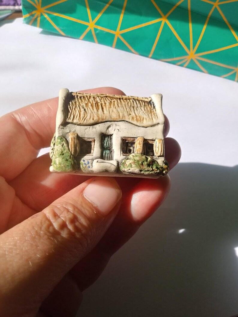 Handmade Ceramic Irish Cottage With Thatched Roof - Miniature Home ...