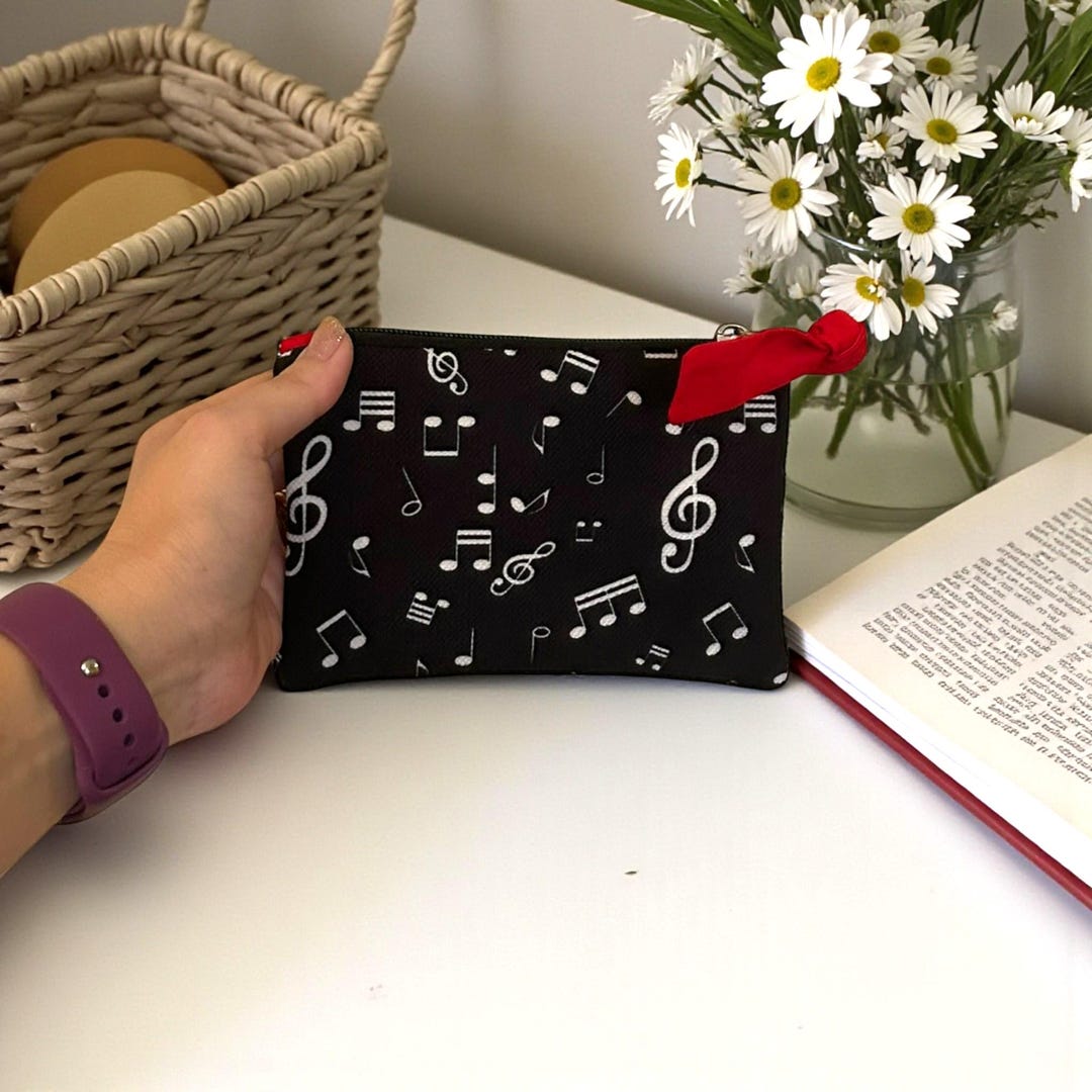 Music Notes Coin Purse, Treble Clef Small Zipper Pouch, Gift for Music ...