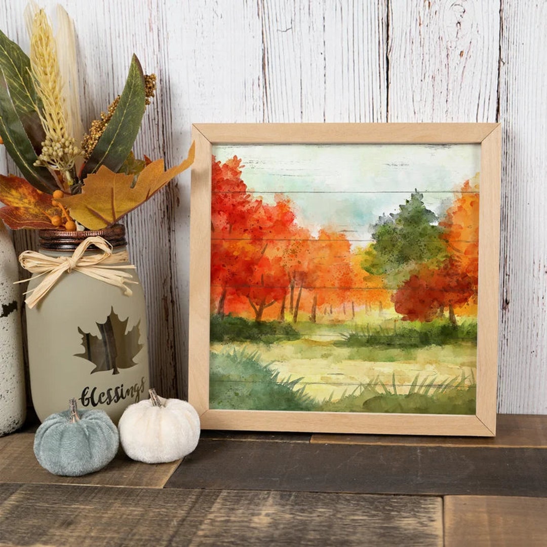 Fall Leaves Tree Color Change Sign Wood Framed Rustic Home - Etsy