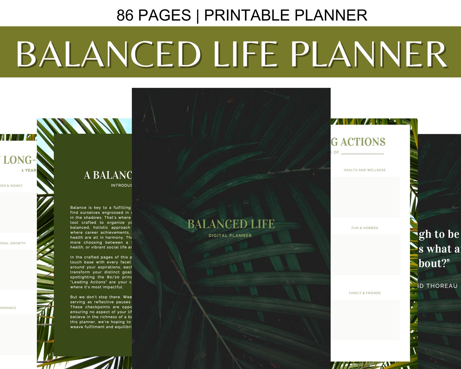 Balanced Life Planner, Printable Digital Journal, Digital Planner, Life ...