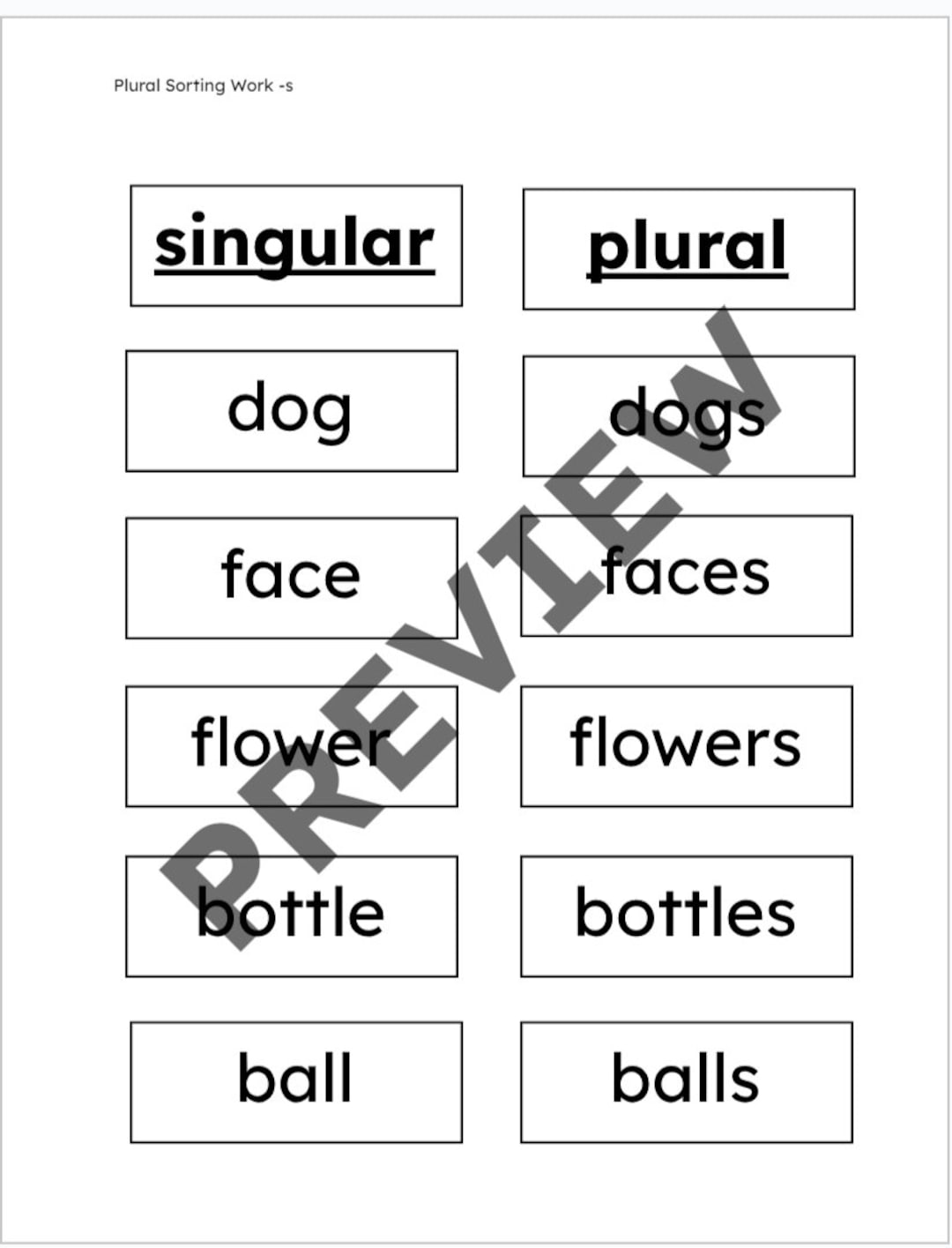 Montessori Plural Sorting Work -s - Etsy