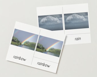 Montessori 3 Part Cards Watercolor Weather - Etsy