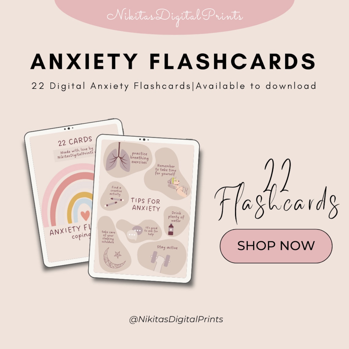 Anxiety Flashcards Coping Skills - Etsy