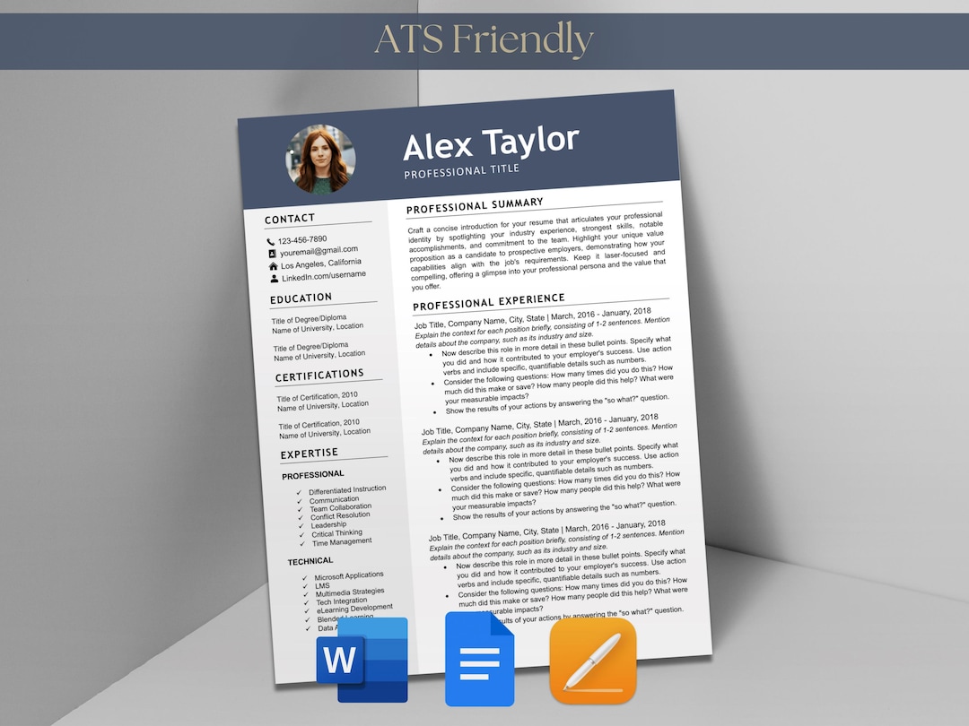 Resume & Cover Letter Bundle Template for Microsoft Word Google Docs ...