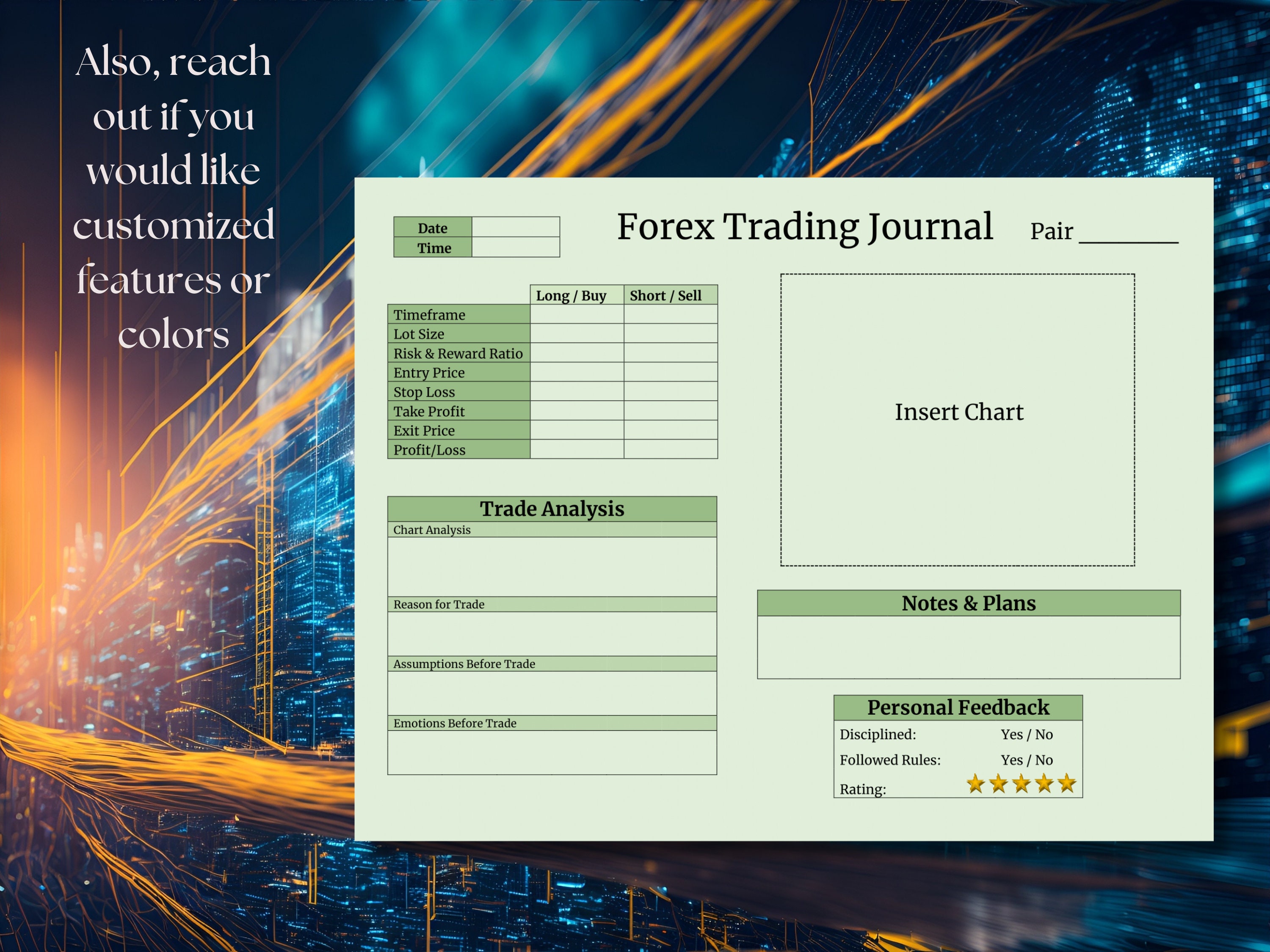 Forex Trading Journal Digital Printable Trading Log Template Instant ...