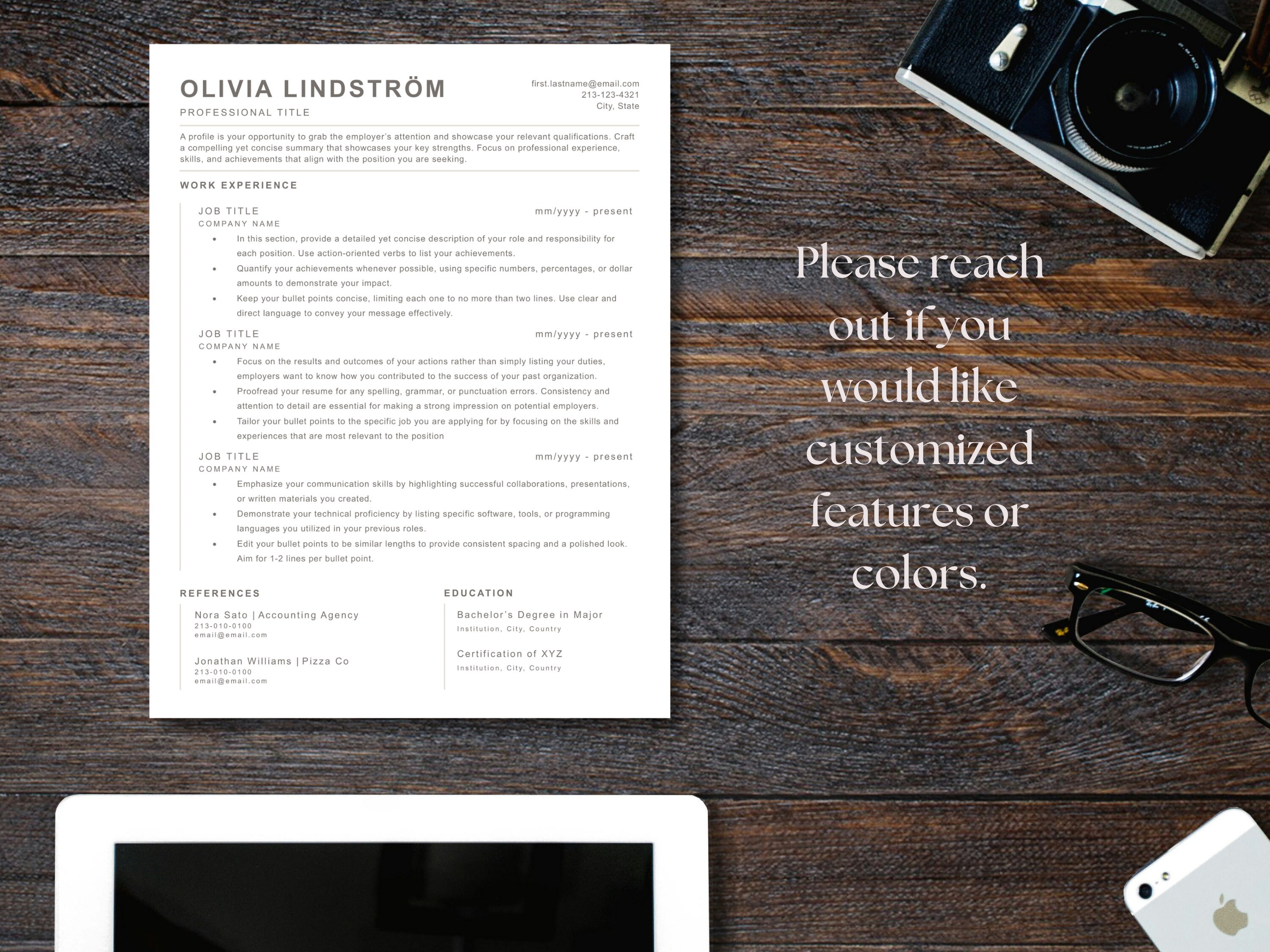 Minimalist Resume Template for Word, Google Docs, & Apple Mac Pages ATS ...