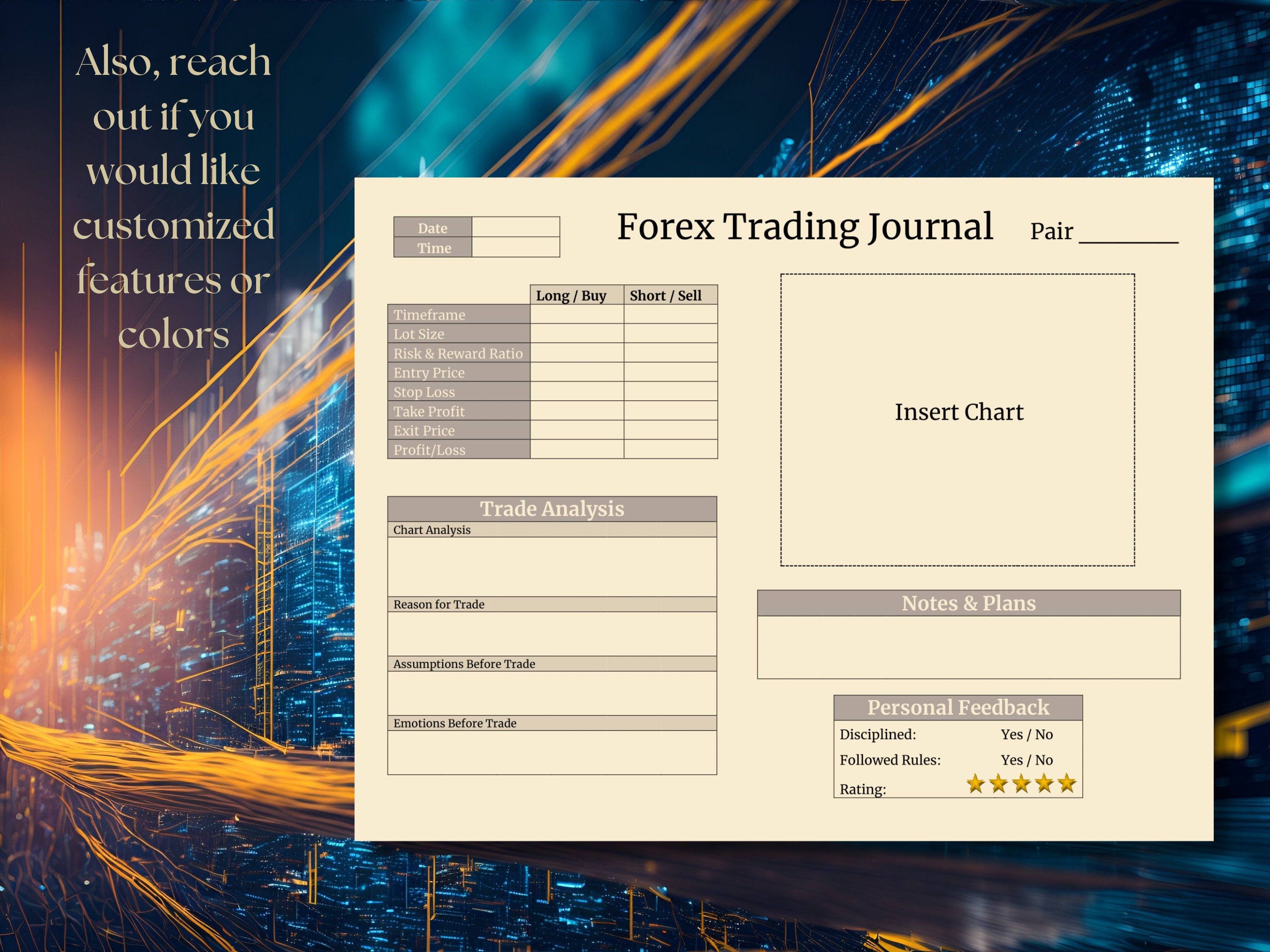 Forex Trading Journal Digital Printable Template Instant Download PDF ...