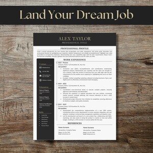 Resume Template Word & Pages ATS Friendly CV Digital Editable Black ...