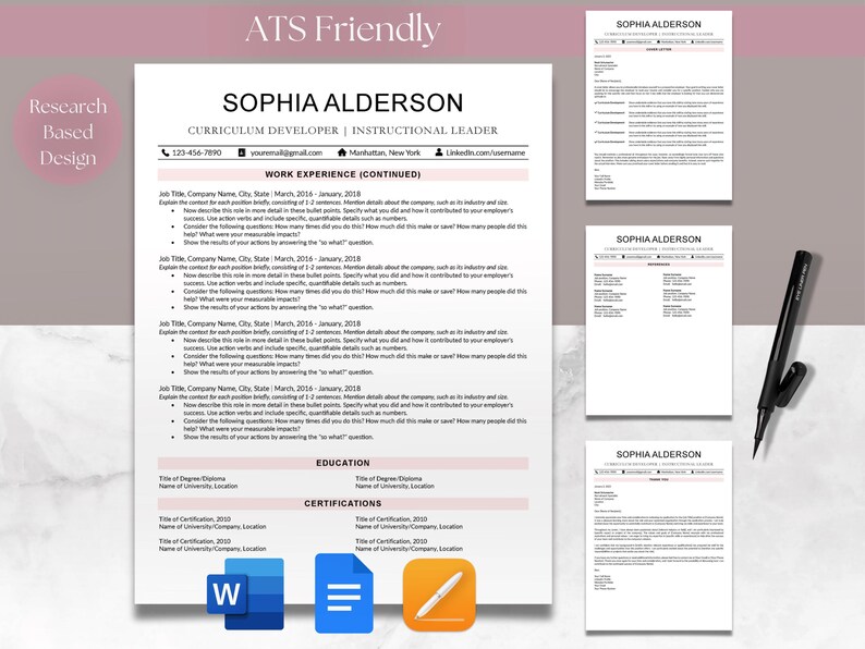Resume & Cover Letter Bundle Template for Microsoft Word Google Docs ...