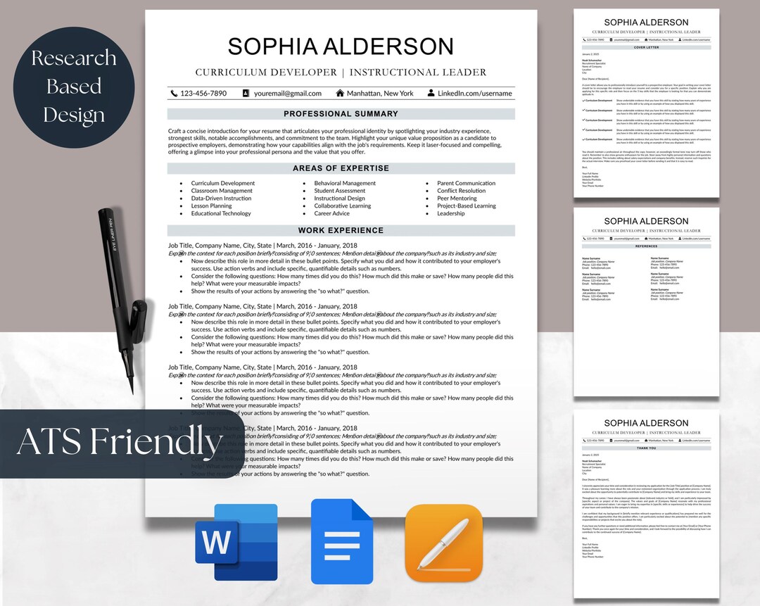 Resume & Cover Letter Bundle Template One and Two Page for Microsoft ...