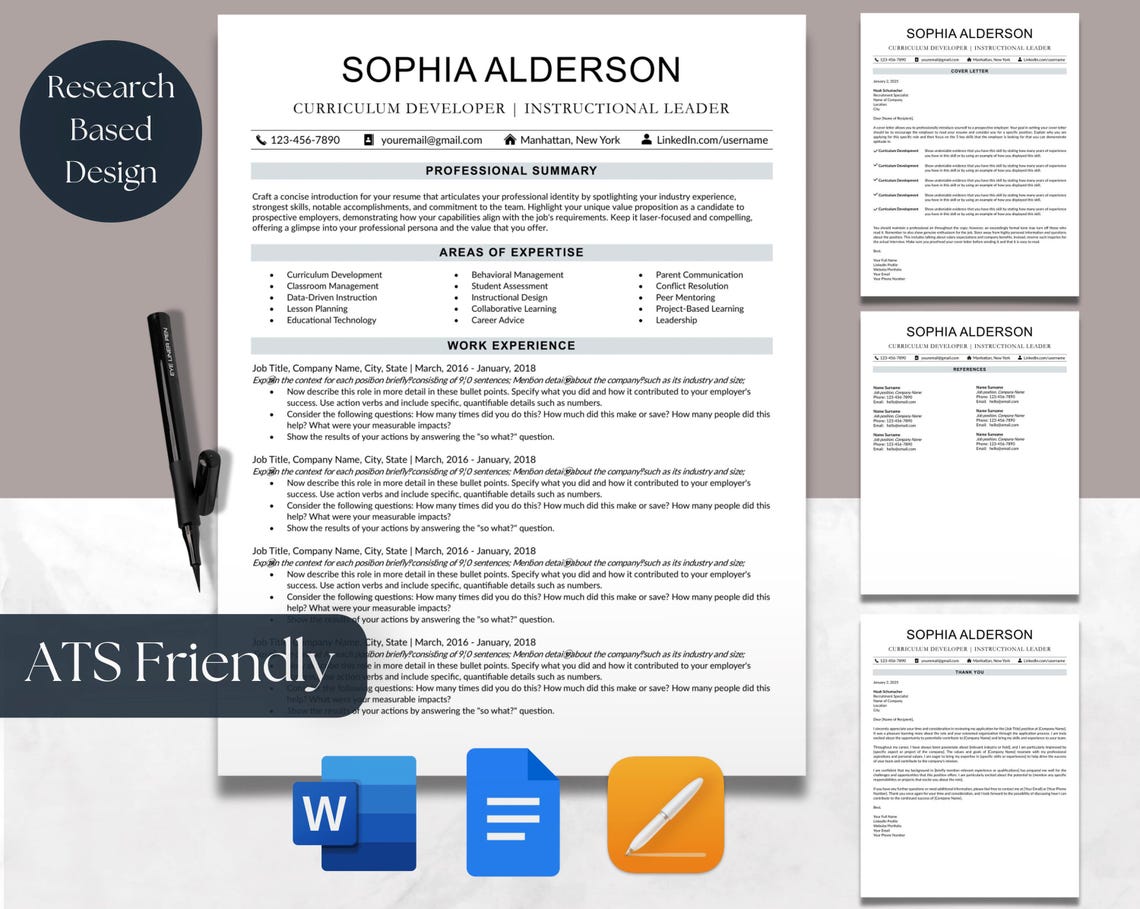 Resume & Cover Letter Bundle Template One and Two Page for Microsoft ...